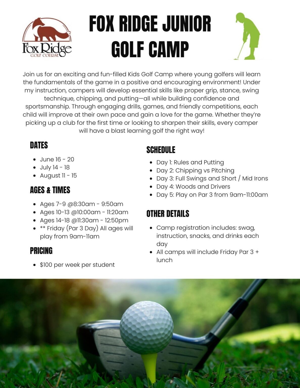 Junior Golf Academy - Fox Ridge Golf Course